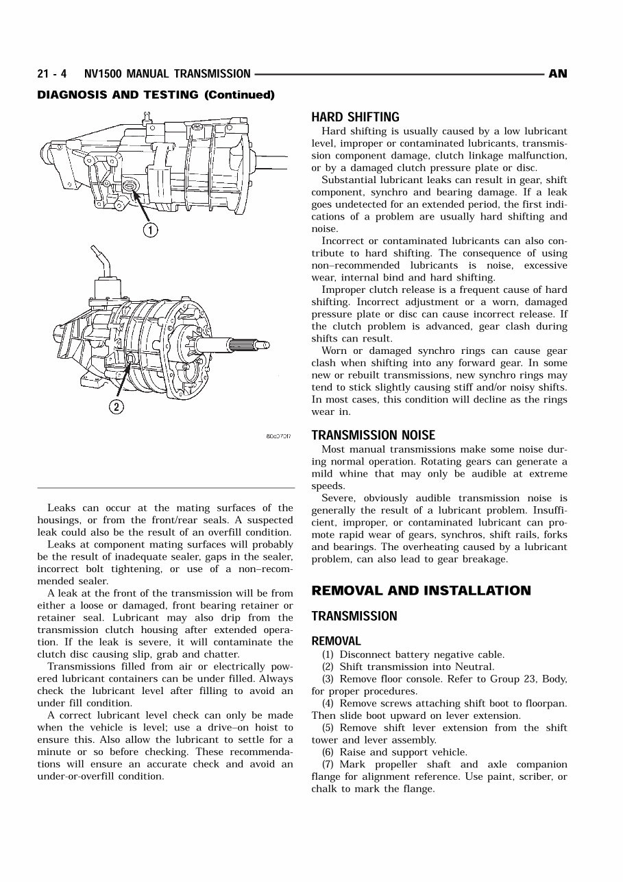 NV1500 / NV3500 / AX15 Manual Transmissions Service & Repair Manual ...