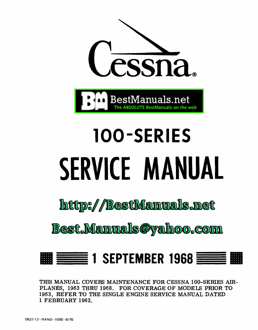 1963-1968 Cessna 100 Series Service & Repair Manual | eManualOnline