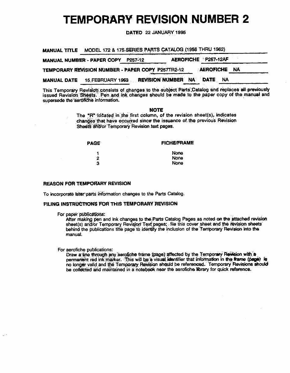 1956-1962 Cessna 172 & 175 Series IPC Parts Manual Catalog ...
