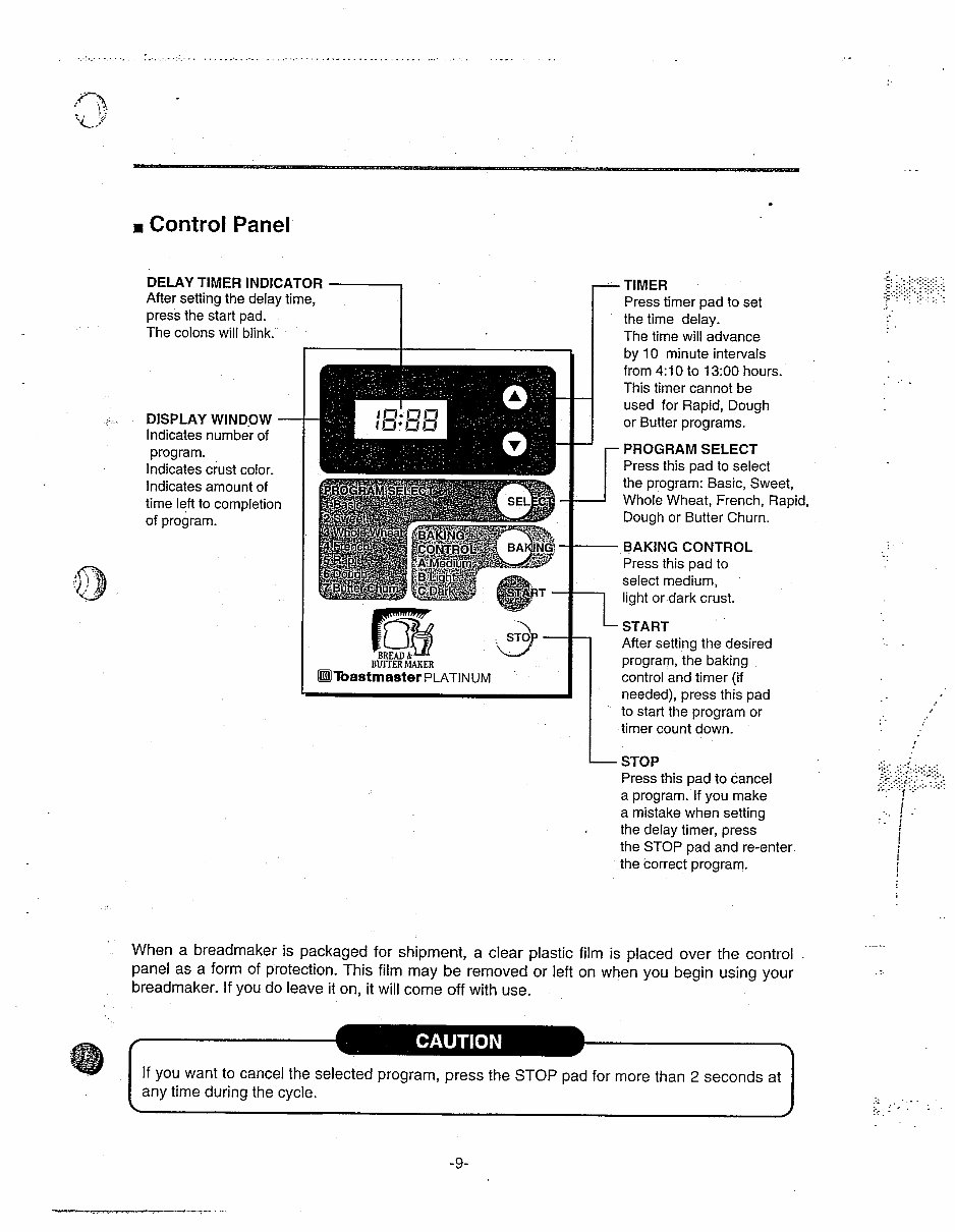 Toastmaster Platinum Bread Butter Maker Parts model 1199S instruction ...