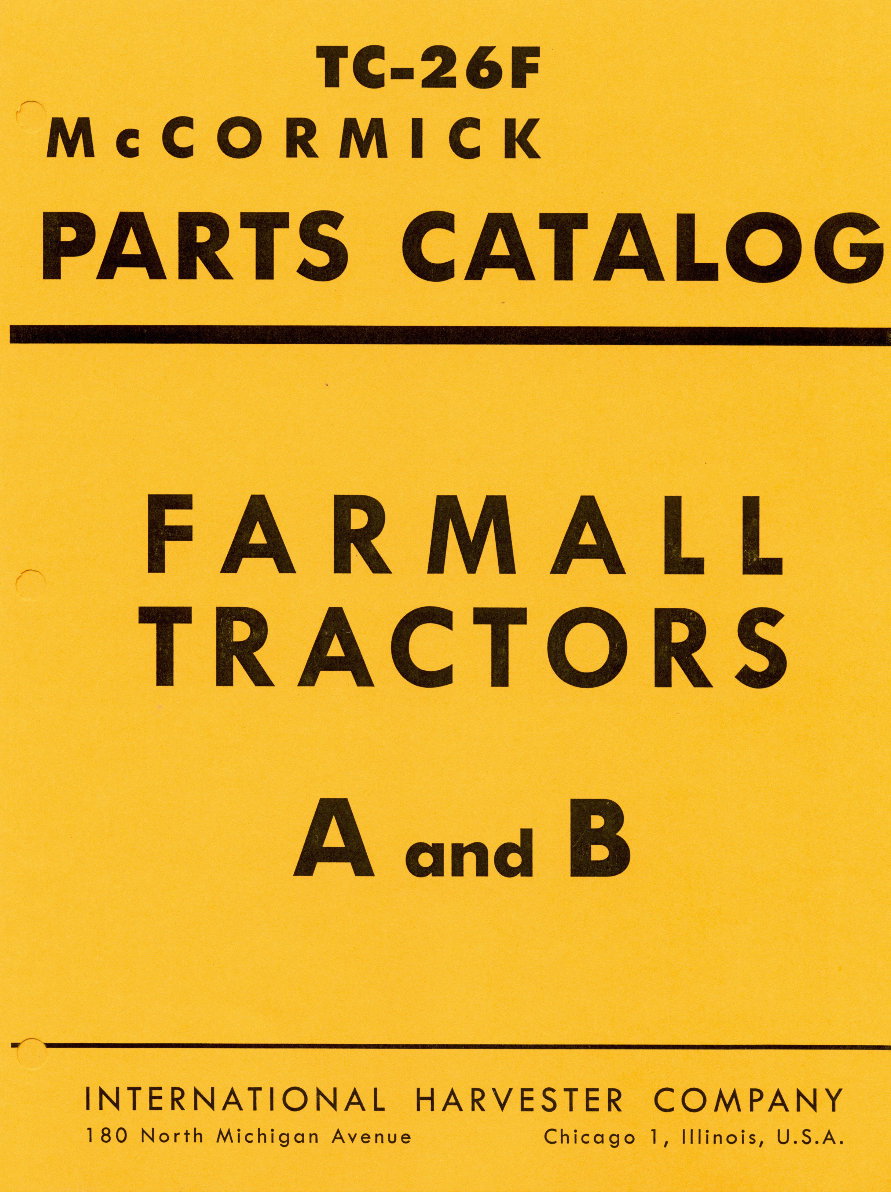 Farmall A, AV, B, BN Parts Catalog TC-26 Manual IH Tractor | eManualOnline