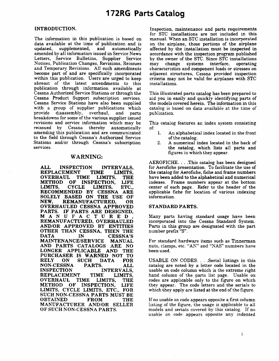 Cessna 172RG IPC parts manual 1980 - 1985 P693-12 | eManualOnline