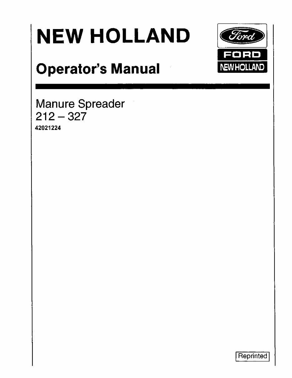 New Holland 212, 327 Operator`s Manual | eManualOnline