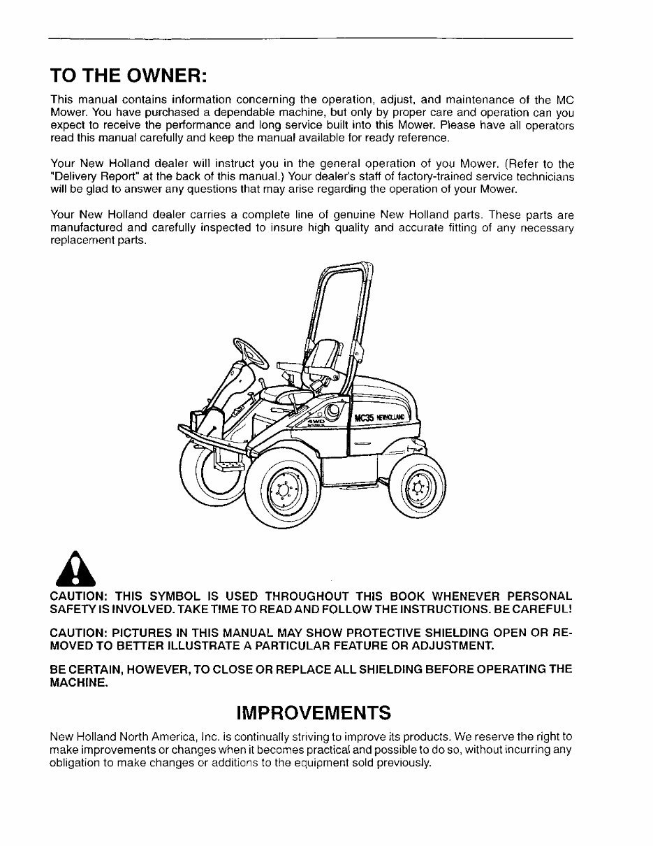 New Holland MC22, MC28, MC35 Operator`s Manual | eManualOnline