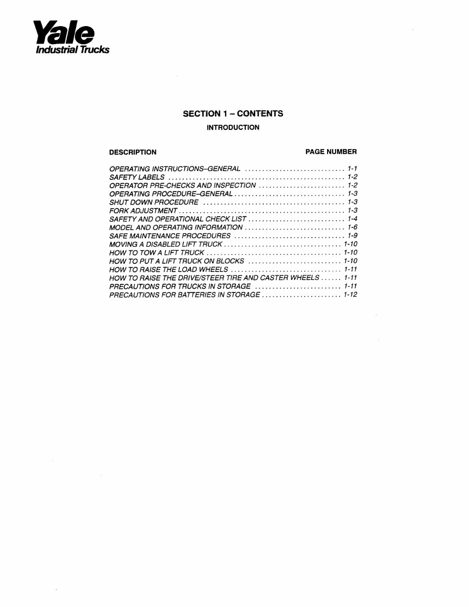 Yale Lift Truck Type AD (B815): NDR030, NR035, NR040, NR045; AE (B816 ...