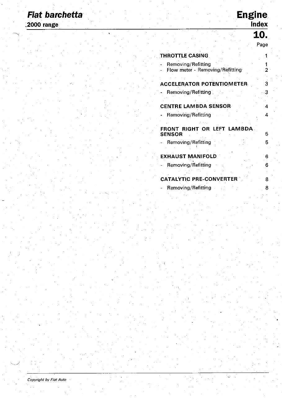 1995-2005 Fiat Barchetta Service & Repair Manual | eManualOnline
