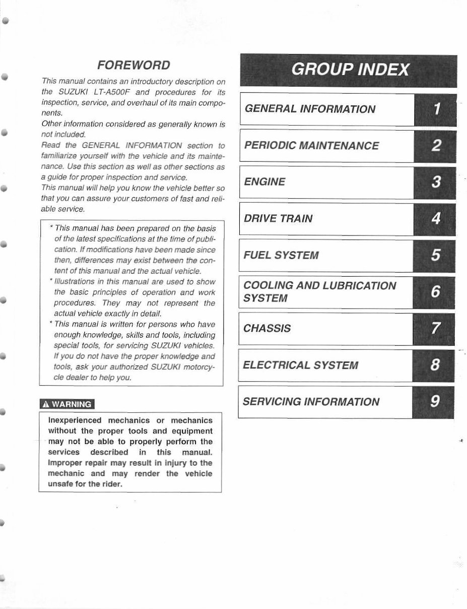 Suzuki Vinson LTA500F service manual and Parts manual Combo | eManualOnline