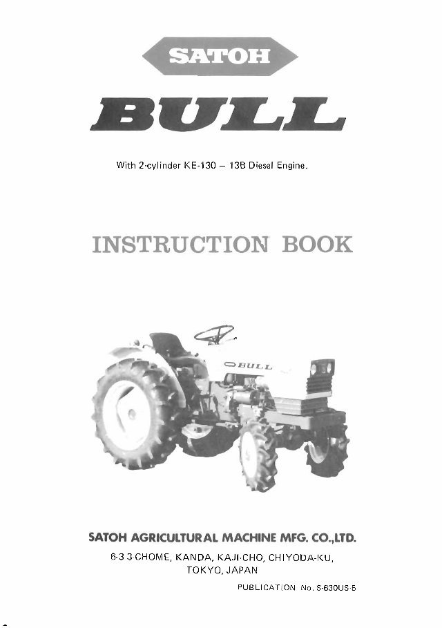 satoh bull s630 and s630d instruction manual | eManualOnline