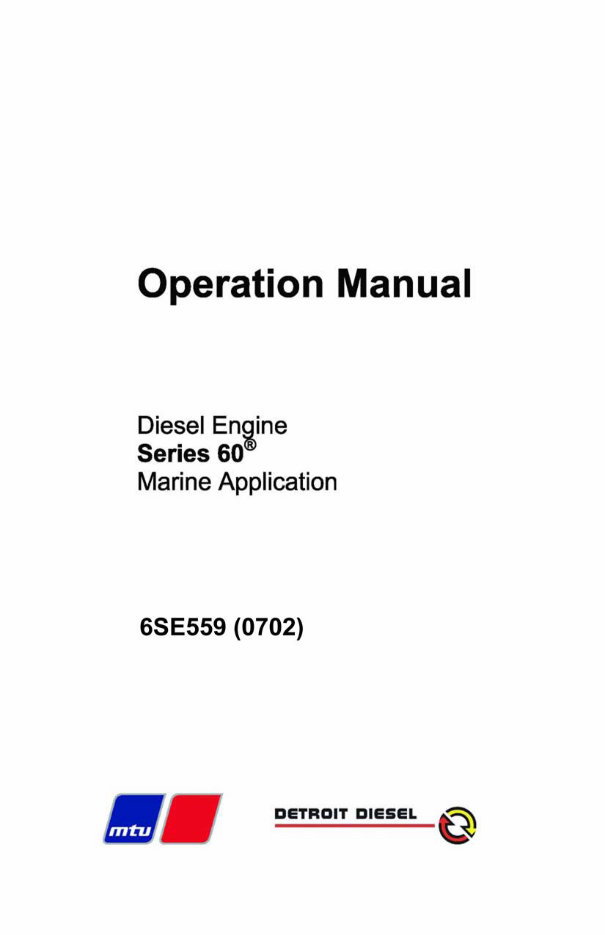 MTU Series 60 Diesel Engine Operation Manual | eManualOnline