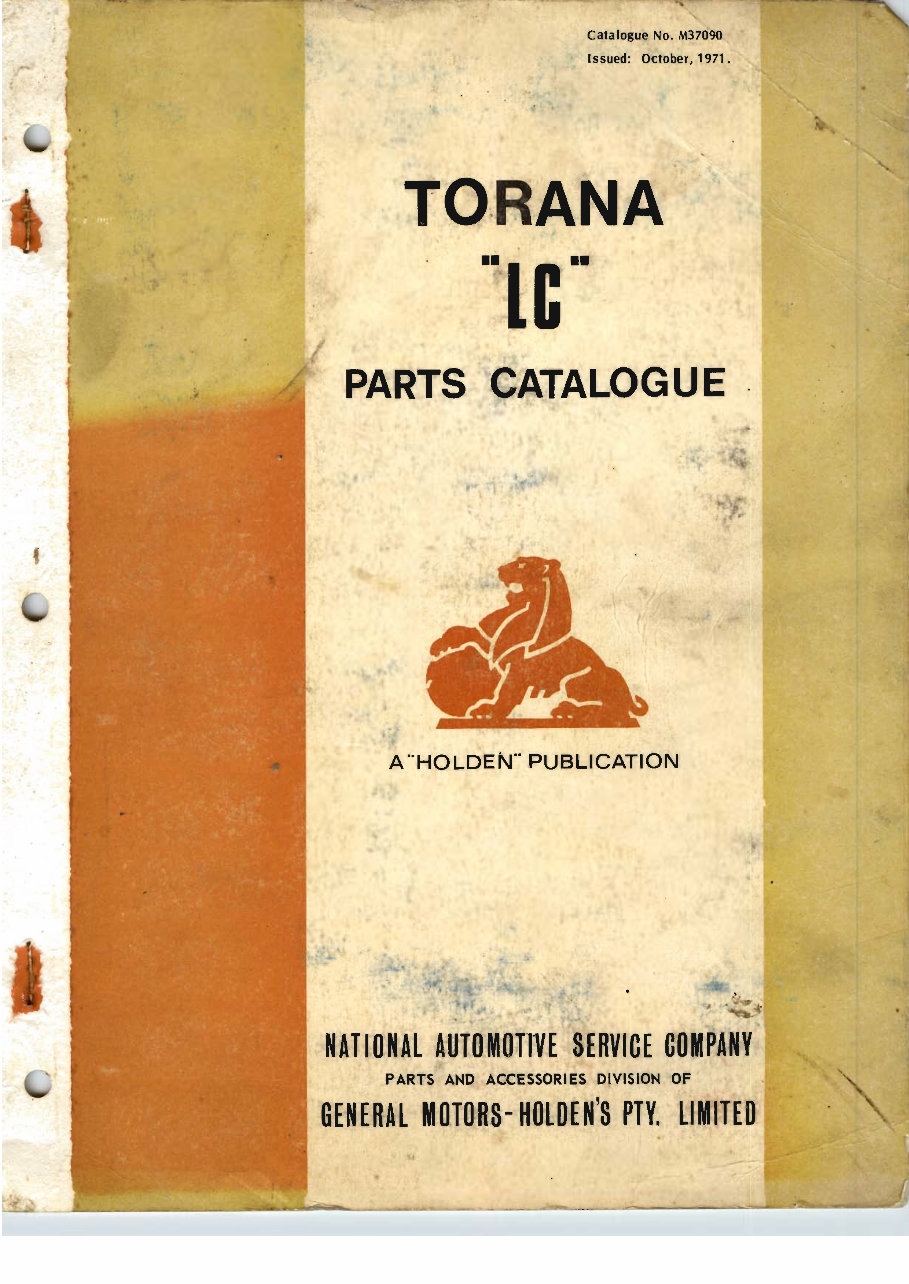1969-1971 Holden Torana LC GTR XU-1 Parts Catalog | eManualOnline